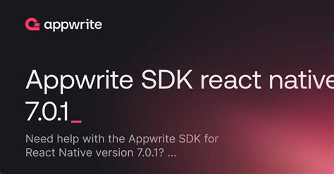 Appwrite Sdk React Native 701 Threads Appwrite