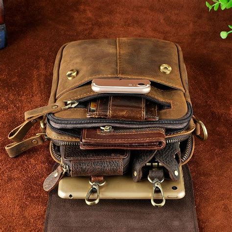 Leather Belt Pouch Mens Small Cases Waist Bag Hip Pack Belt Bag Fanny