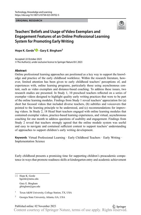 teachers beliefs and usage of video exemplars and engagement features