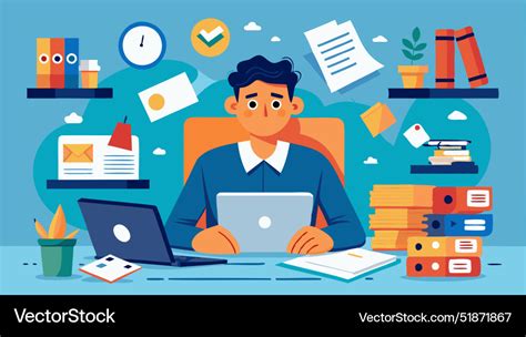 Busy Professional Managing Workload Royalty Free Vector