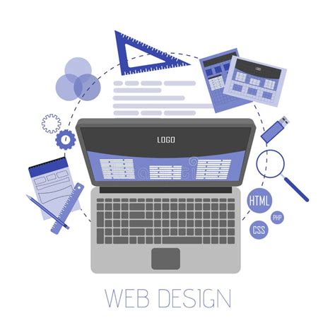 abstract flat illustration of web design and development concepts