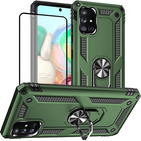 Yiakeng For Samsung A71 Phone Case With Screen Protector Military