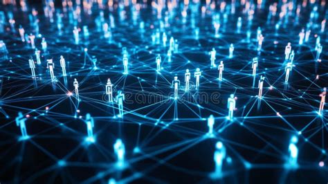 Isometric Projection Of Digital Big Data Network With Blue Connected Figures Stock Illustration