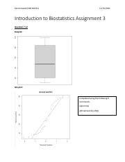 Introduction to Biostatistics Assignment 3.pdf - Karmel Awad 300166351 11/15/2021 Introduction ...