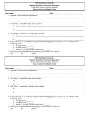 Guest Lecture Feedback Form Docx Old Dominion University Human Movement Sciences Department