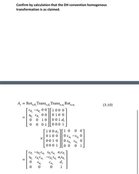Solved Confirm By Calculation That The DH Convention Chegg Com