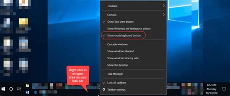 Windows 10 And Show Touch Keyboard Button One Minute Office Magic