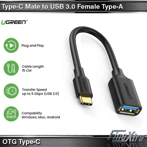 Jual Ugreen Otg Kabel Type C Male Usb Female Adapter Converter Shopee Indonesia