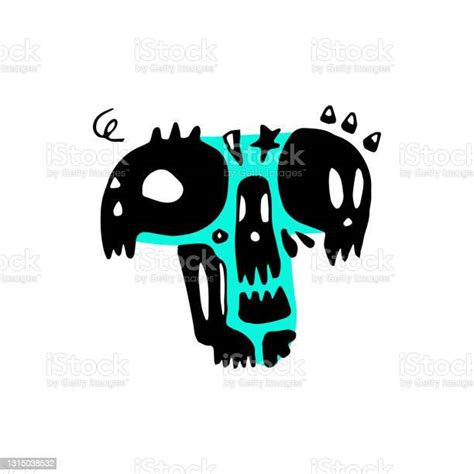 손으로 그린 타이포그래피 알파벳 낙서 두개골문자 T 공포 무서움에 대한 스톡 벡터 아트 및 기타 이미지 공포 무서움 그리기 기포 Istock