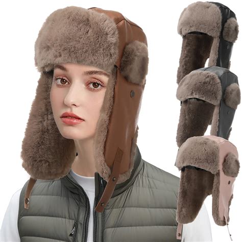 Autumn And Winter Men Women Thick Warm Outdoor Russian Ushanka Faux Fur