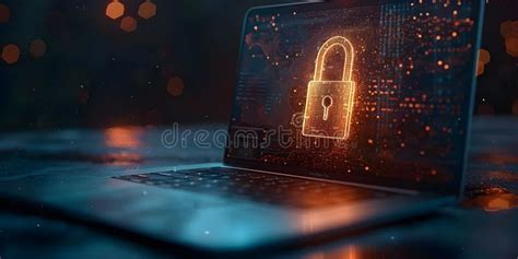 3d Steel Padlock On A Laptop Symbolizes Cybersecurity And Data