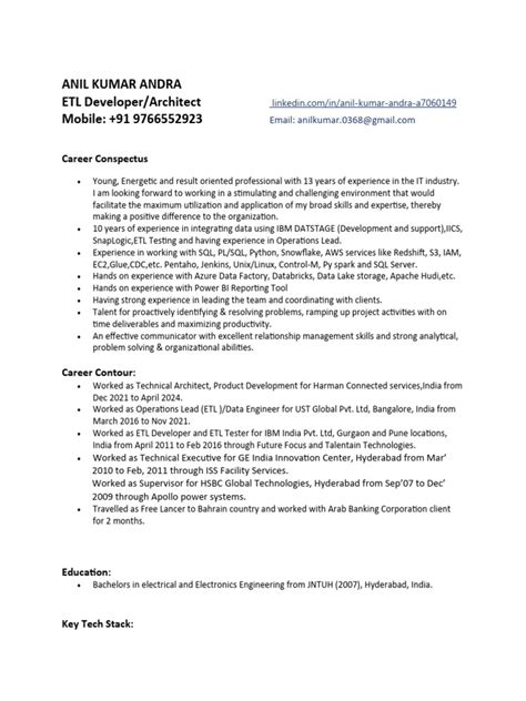 Anil Kumar Andra Profile Pdf Databases Ibm Db2