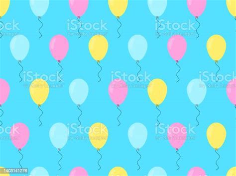 여러 가지 색상의 풍선이 매끄럽지 않은 패턴입니다 헬륨 풍선 인사말 카드 휴일 배너 및 포스터를위한 디자인 벡터 일러스트 레이 션 질감에 대한 스톡 벡터 아트 및 기타