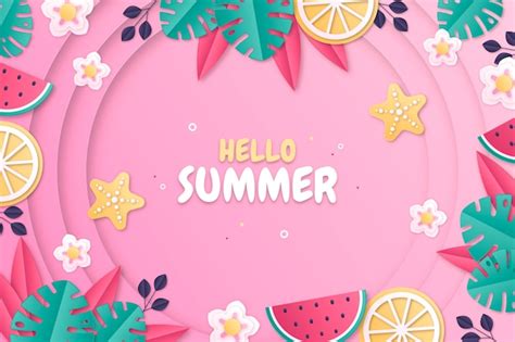 여름철 종이 스타일 배경 무료 벡터