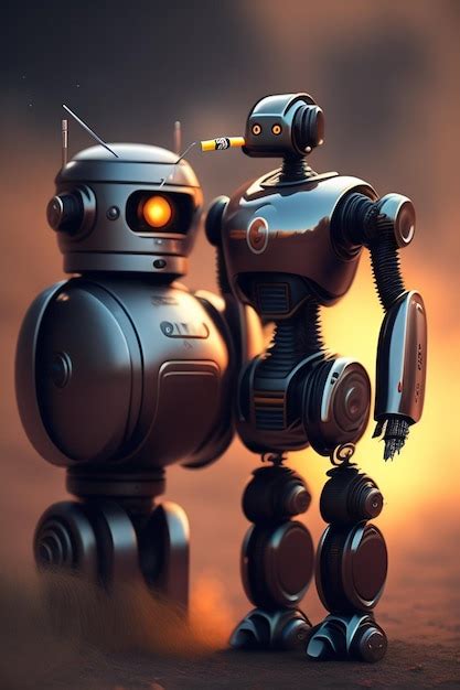 Premium Ai Image Two Tiny Robots