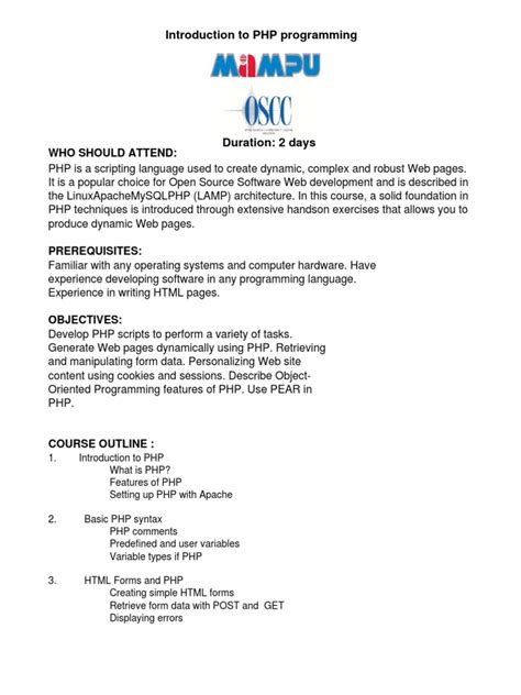 course content intro to php programming pdf php array data structure