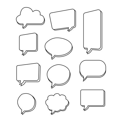 Set Of Dialogue Box Simple Cute Line Style Vector Art At Vecteezy