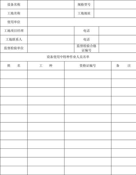 溧水县建筑工地起重机械设备使用登记表word文档在线阅读与下载无忧文档