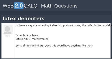 View Question Latex Delimiters