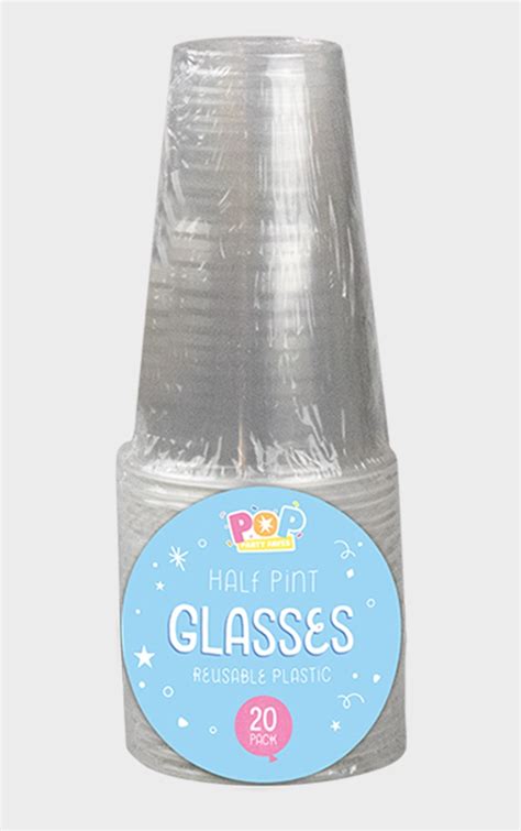 Picnic Party Plastic Half Pint Glasses 20 Pack Plt Aus