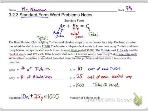 3 2 3 standard form word problem notes worksheets library