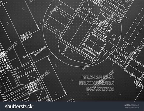 Mechanical Engineering Drawing Blueprints Mechanics Cover Stock Vector Royalty Free