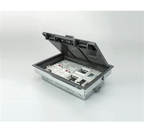 TASS Compartment Cavity Floorbox Fitted With Dual Twin Switched RCD Socket Plate Bownet