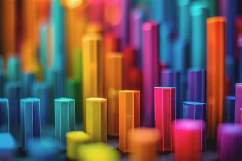 Bold And Colorful Bar Graph Minimalist Style Side View Clear And Vibrant Visual Representation