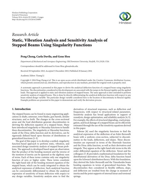 Pdf Static Vibration Analysis And Sensitivity Analysis Of Stepped