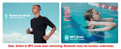Roujune Bone Conduction Headphones Ipx8 Waterproof Swimming