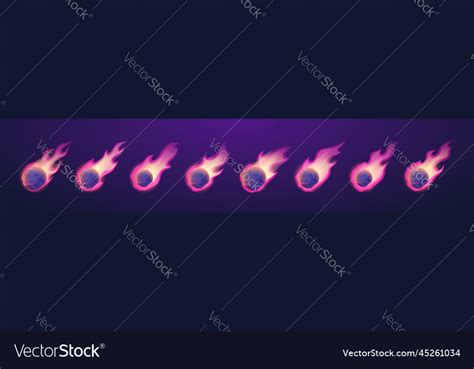 Sprite Set Of Asteroid Falling With Fire Trail Vector Image