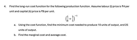 Solved Find the long-run cost function for the following | Chegg.com