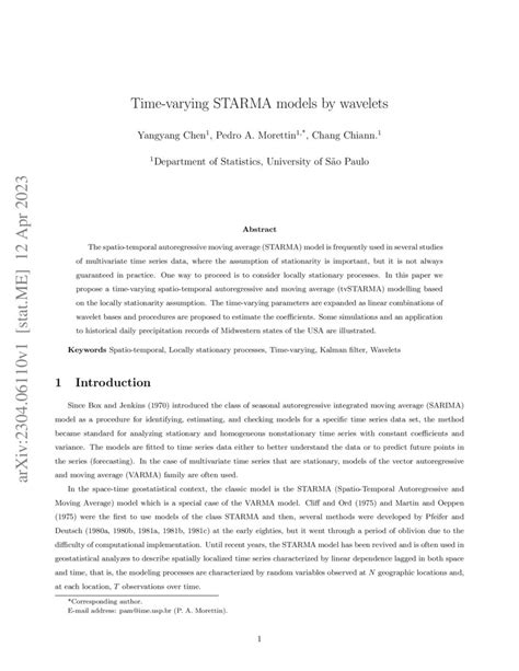 time varying starma models by wavelets deepai