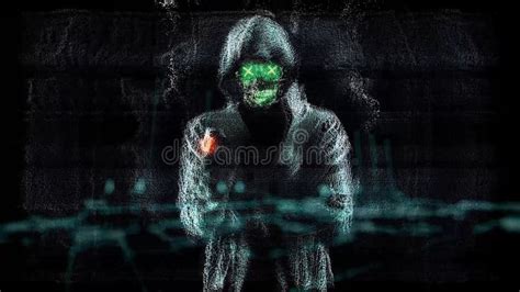 Hacker Stealing Data Abstract Digital Data On Black Screen Background