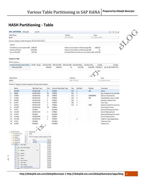 Various Table Partitioning In Sap Hana