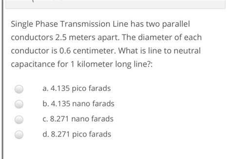 Solved Single Phase Transmission Line Has Two Parallel