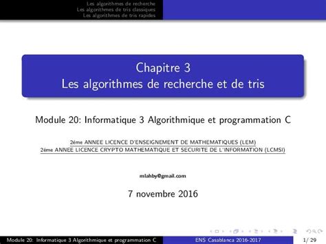 Pdf Chapitre 3 Les Algorithmes De Recherche Et De Tris Dokumentips