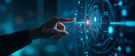 Hand Touching Futuristic Digital Interface Stock Image Image Of Modern Interface 341239207