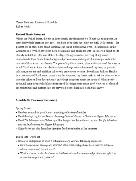 Revised Thesis Statement And The Implications For Higher Education