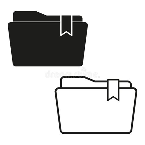 Folder Icons Set Document Storage Vector Black And White File