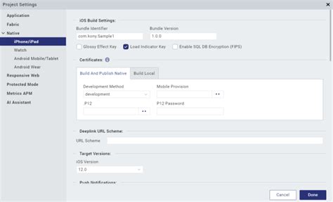 Set Native App Properties