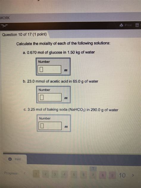 Solved Calculate The Molality Of Each Of The Following Chegg Com