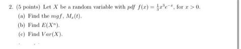 solved 2 5 points let x be a random variable with