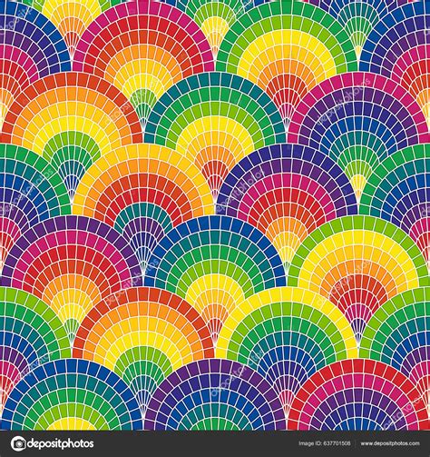 Multicolored Abstract Geometric Motif Concentric Green Yellow Red Blue Circles Stock Vector By