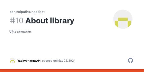 About Library · Issue 10 · Controlpathshackbat · Github