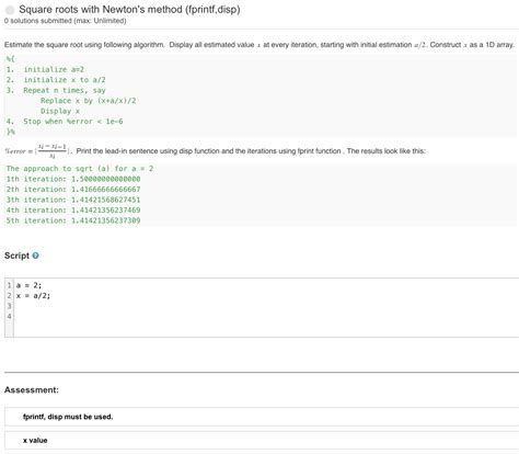 Solved Square Roots With Newtons Method Fprintf Disp O