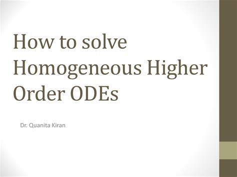 Solution Lec 7 How To Solve Homogeneous Higher Order Odes 2 Studypool