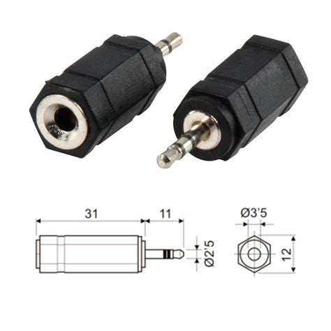 Conector Jack 2 5 Macho Jack 3 5 Hembra Estereo