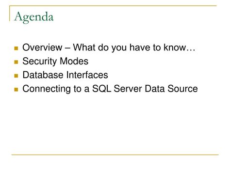 Ppt Connecting To Microsoft Sql Server Powerpoint Presentation Free