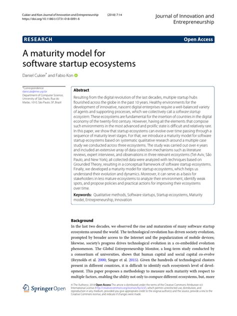 A Maturity Model For Software Startup Ecosystems Pdf